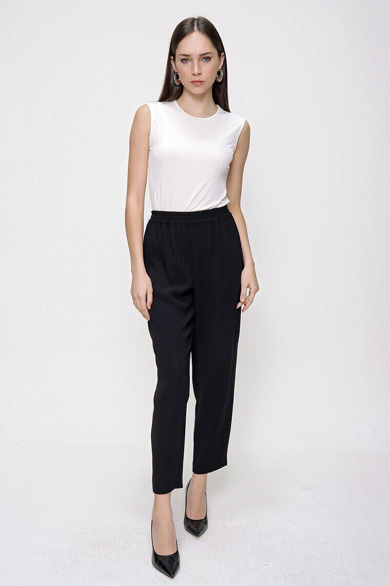 3589111 Beli Lastikli Dar Paça Rahat Kesim Crep Pantolon - Aker
